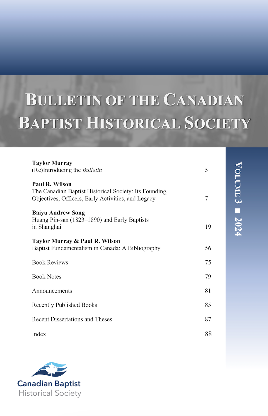 Bulletin of the Canadian Baptist Historical Society | Canadian Baptist ...
